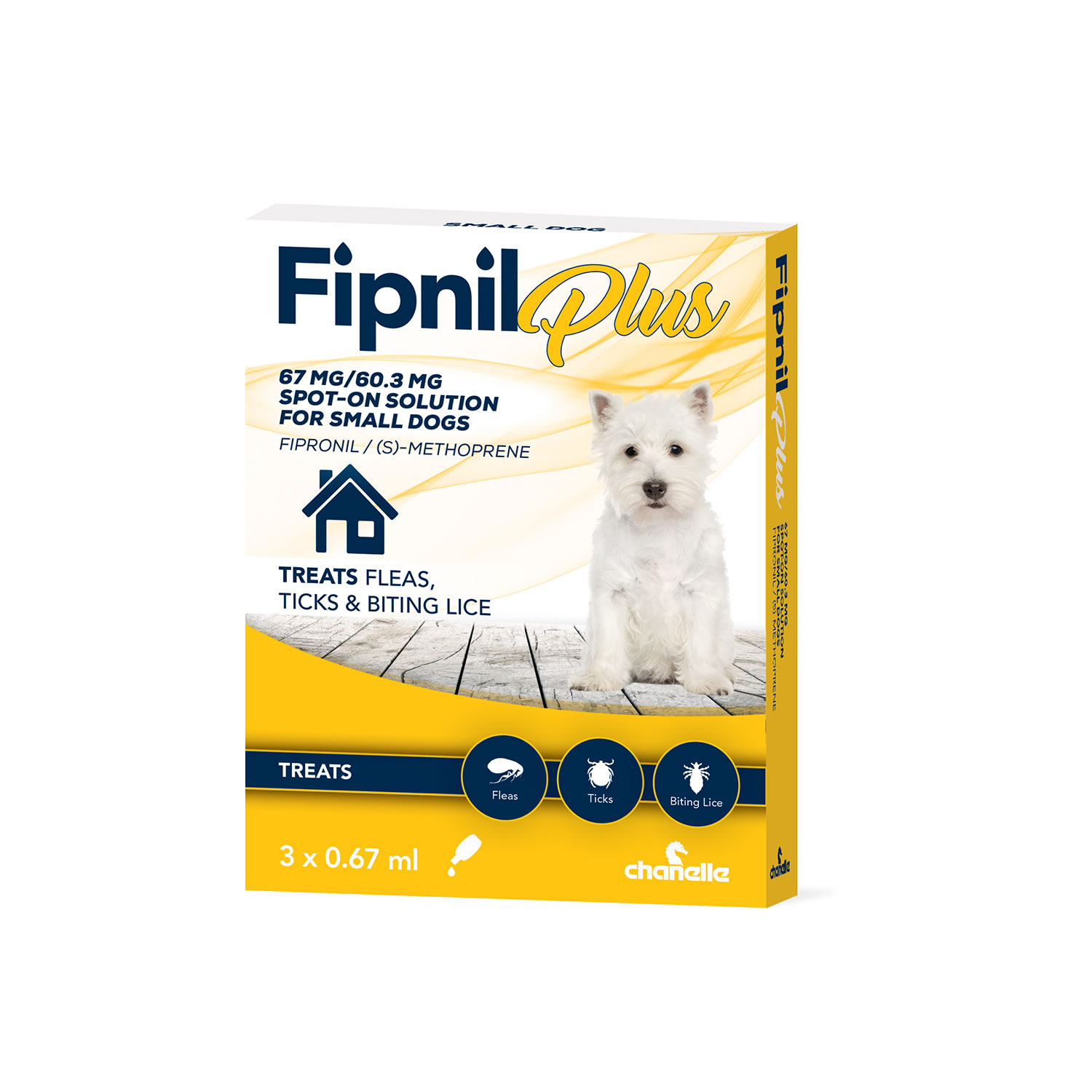 CHANELLE FIPNIL PLUS SPOT-ON FOR SMALL DOGS 3 PIPETTES 2 - 10 KG X 3 ...