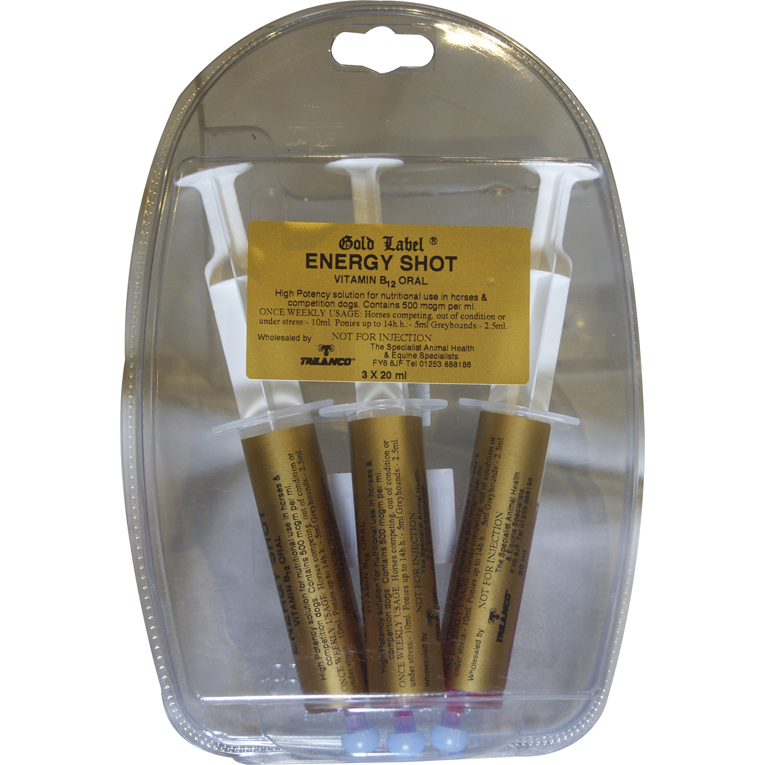 GOLD LABEL ENERGY SHOT 20 ML SYRINGE - totalfarmsupplies.co.uk