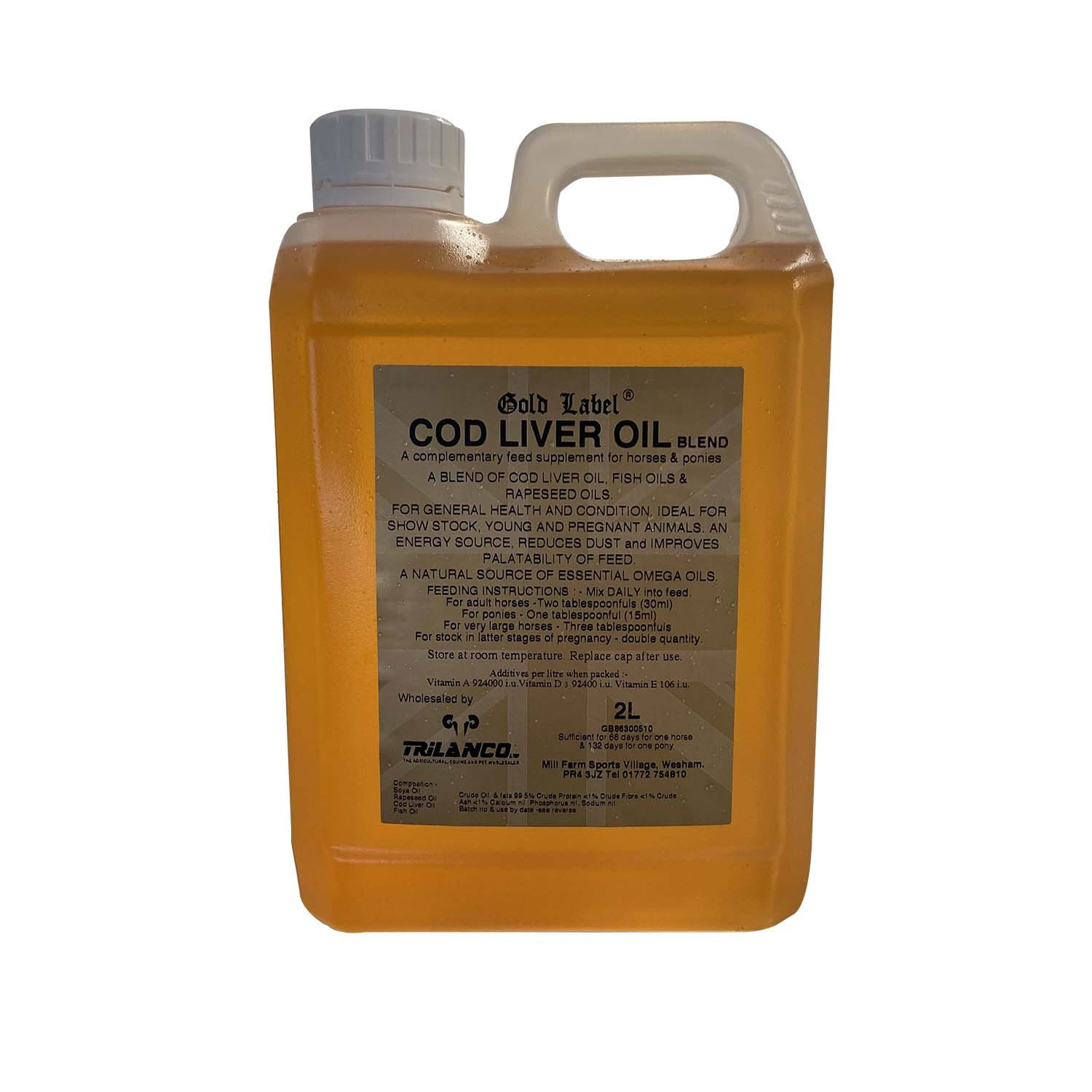 GOLD LABEL COD LIVER OIL 2 LT 2 LT - totalfarmsupplies.co.uk