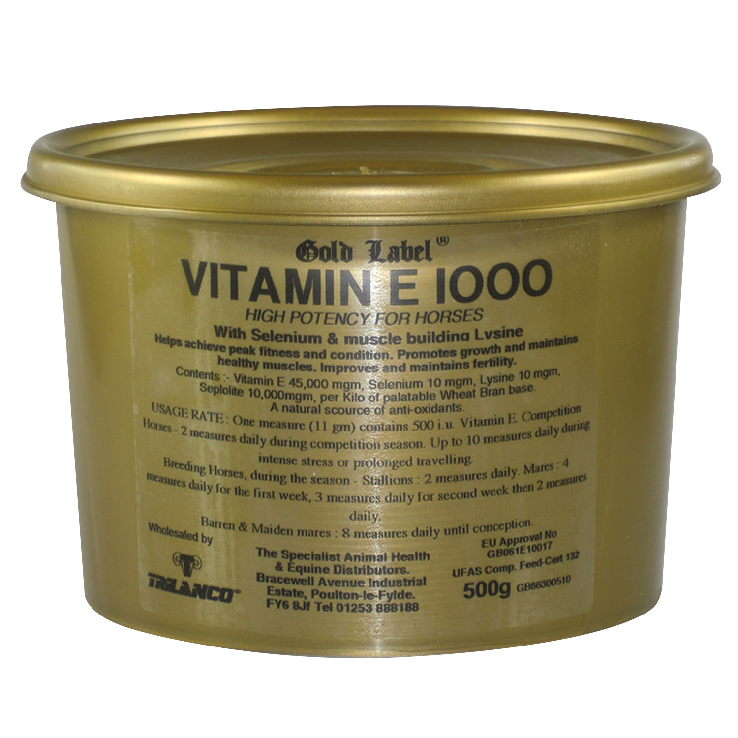 GOLD LABEL VITAMIN E 1000 500 GM 500 GM - totalfarmsupplies.co.uk