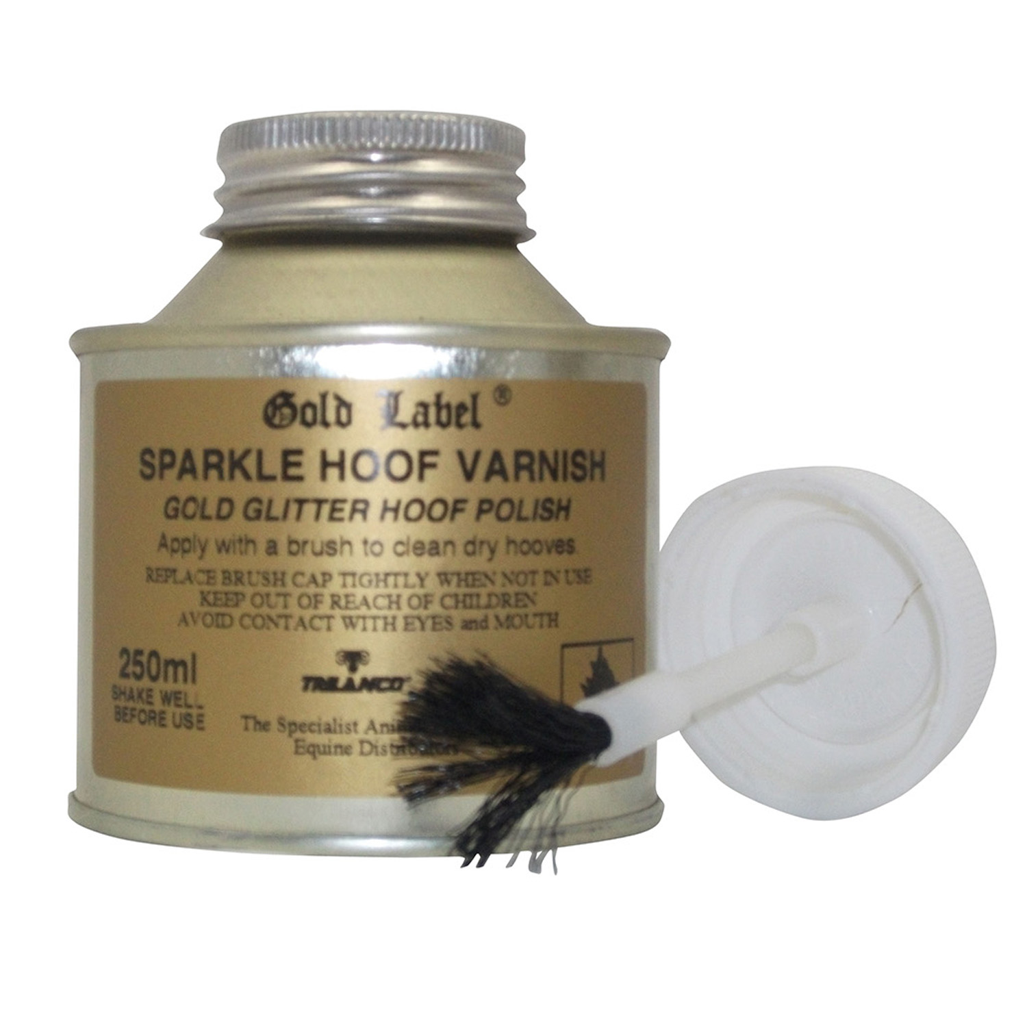 GOLD LABEL SPARKLE HOOF VARNISH GOLD 250 ML - totalfarmsupplies.co.uk