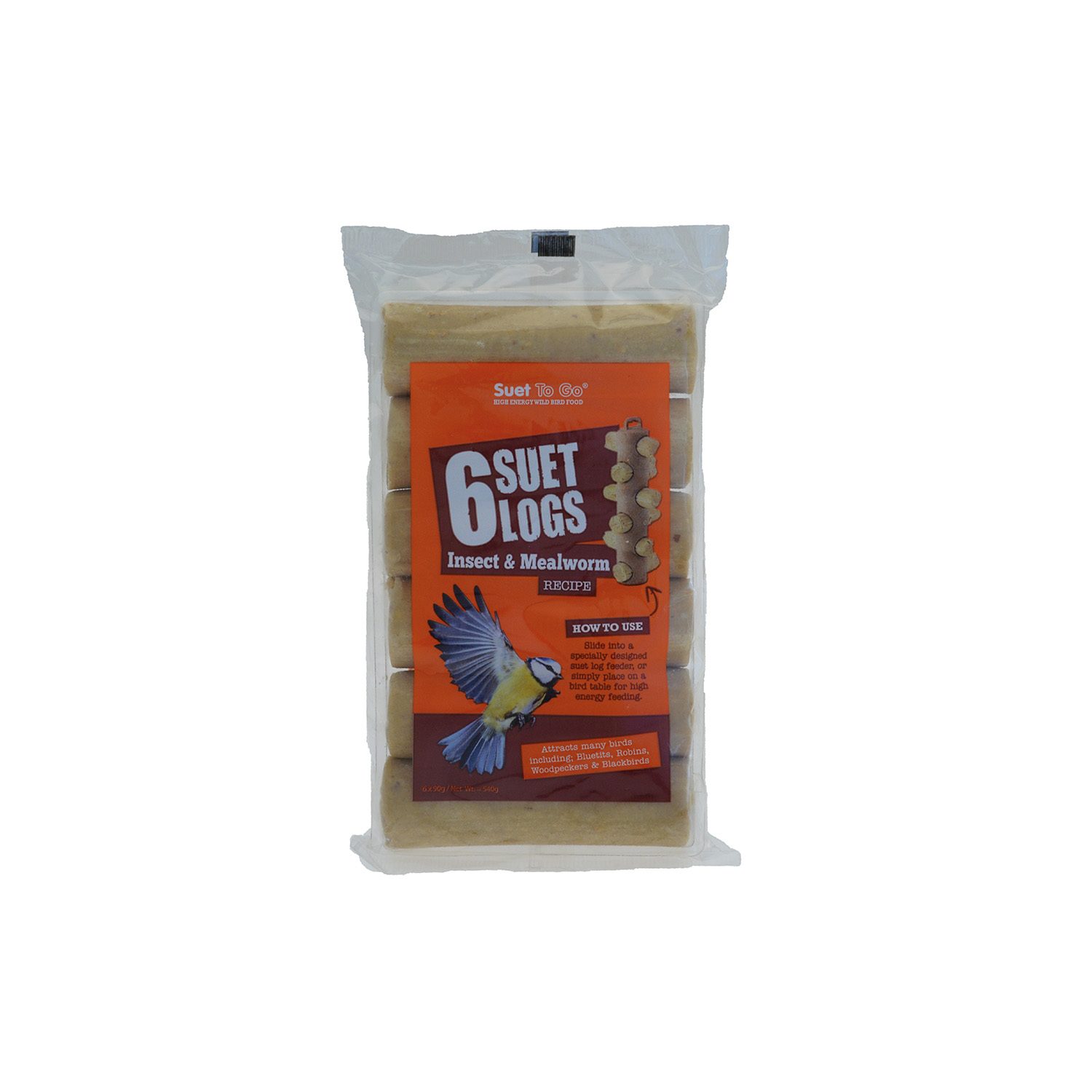 SUET TO GO SUET LOGS INSECT & MEALWORM 90 GM X 6 PACK INSECT & MEALWORM ...