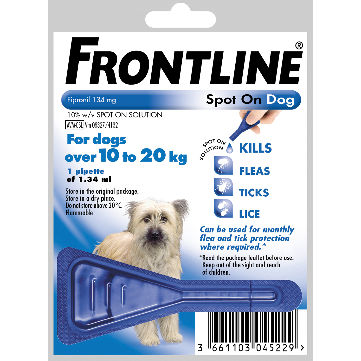 FRONTLINE SPOT ON FOR MEDIUM DOGS 10-20KG 1 PIPETTE 10-20 KG X 1 ...