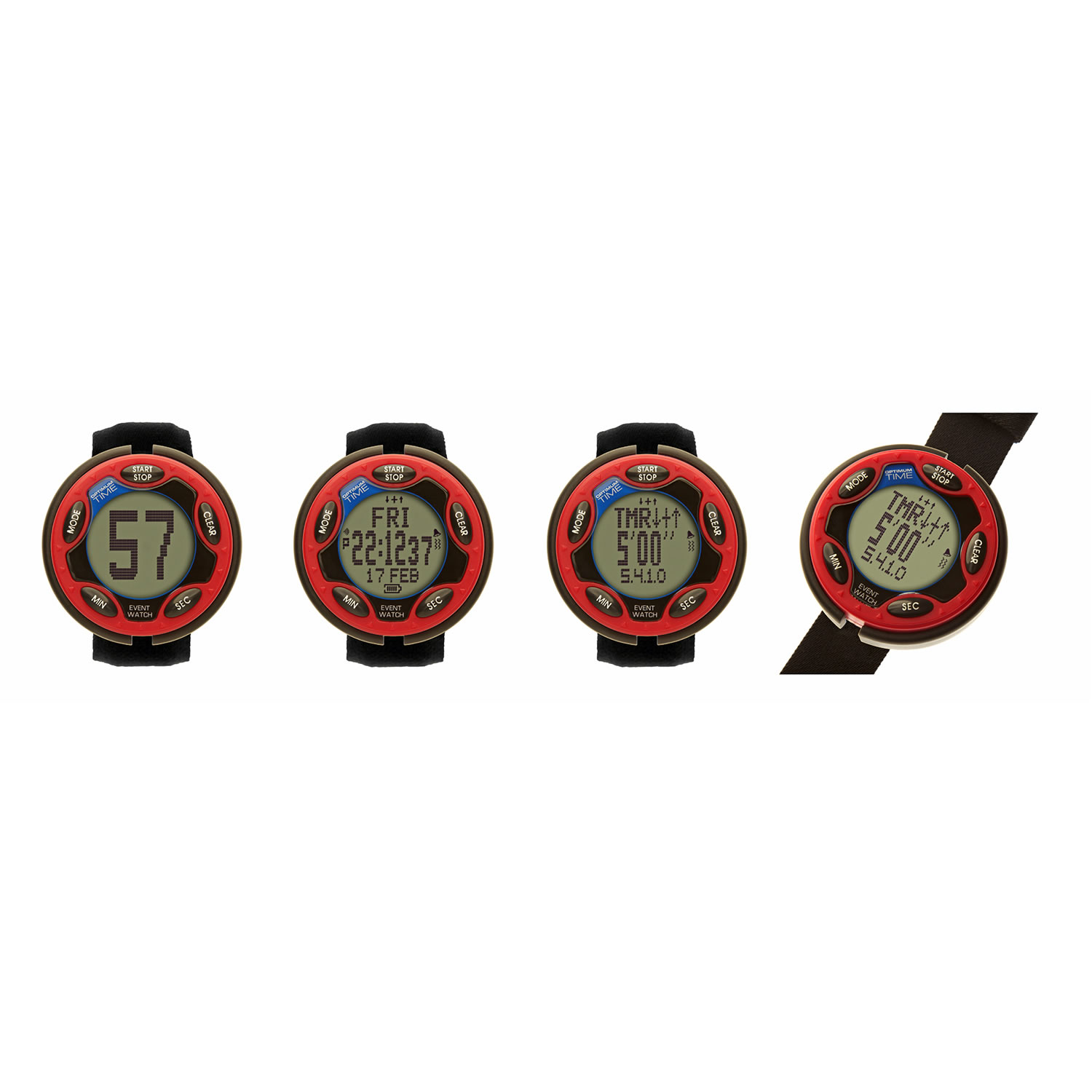 OPTIMUM TIME RECHARGEABLE EVENT WATCH RED - totalfarmsupplies.co.uk