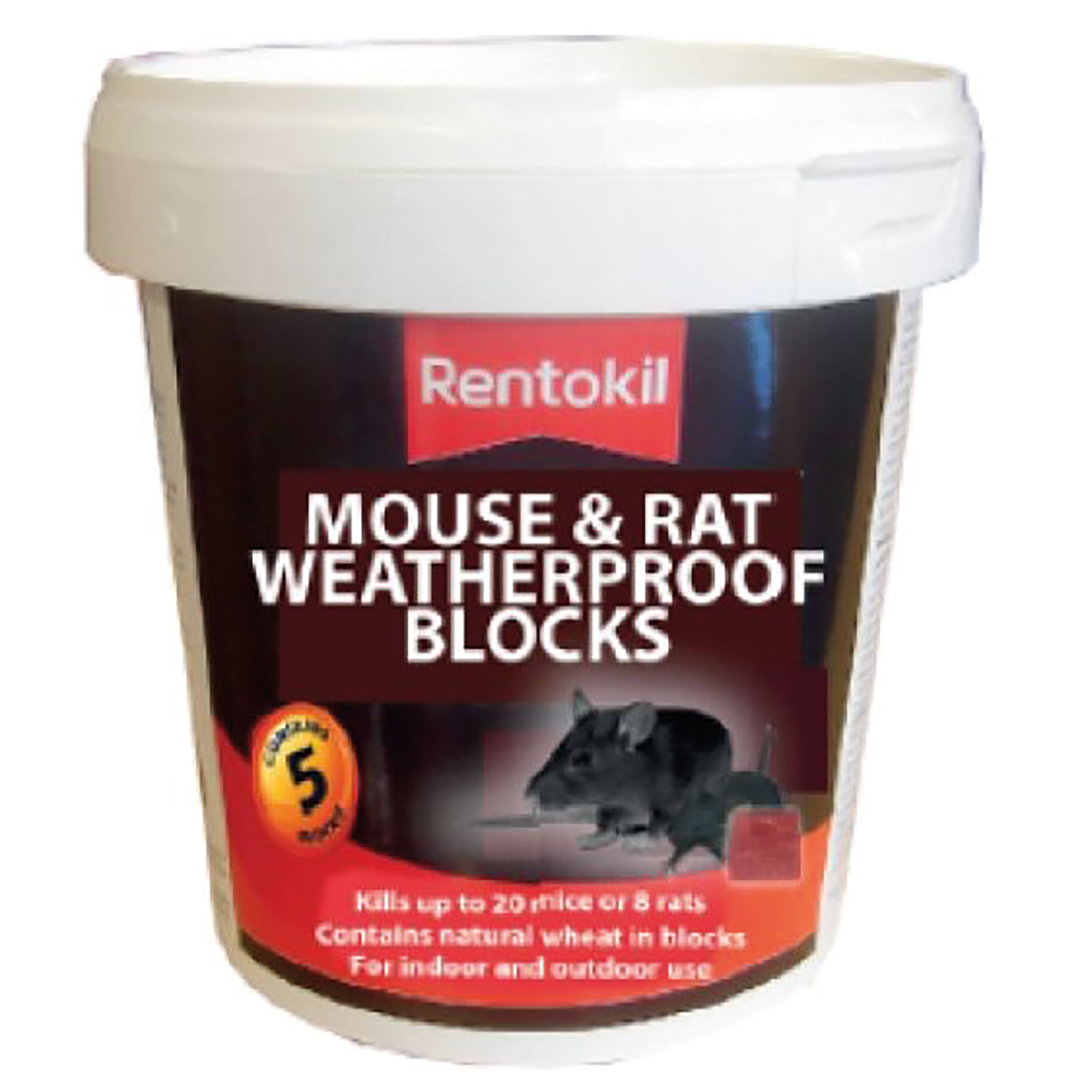 RENTOKIL MOUSE & RAT WEATHERPROOF BLOCKS 5 PACK - totalfarmsupplies.co.uk